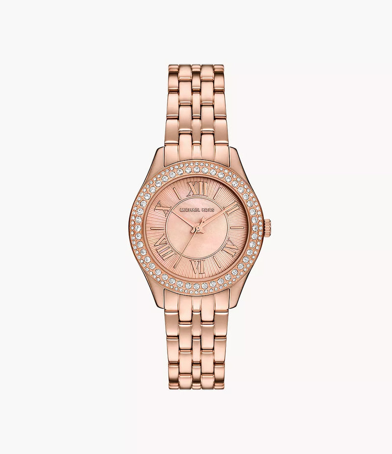 MK Harlowe Three-Hand Rose Gold-Tone Stainless Steel Watch – Prouds PNG
